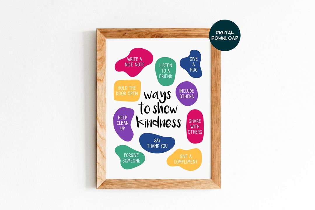 Ways to Show Kindness, Kindness Poster, Classroom Wall Art, Bright and ...