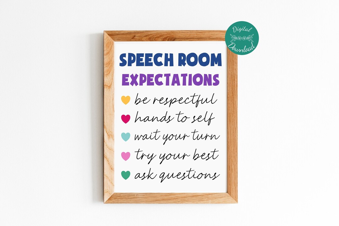 Speech Room Expectations, Bright and Colorful Poster, Speech Therapy ...