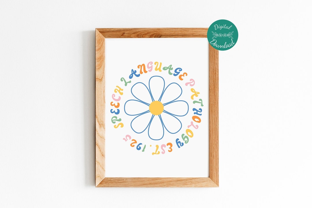Speech Language Pathology Retro Daisy Print, 70's Speech Poster ...