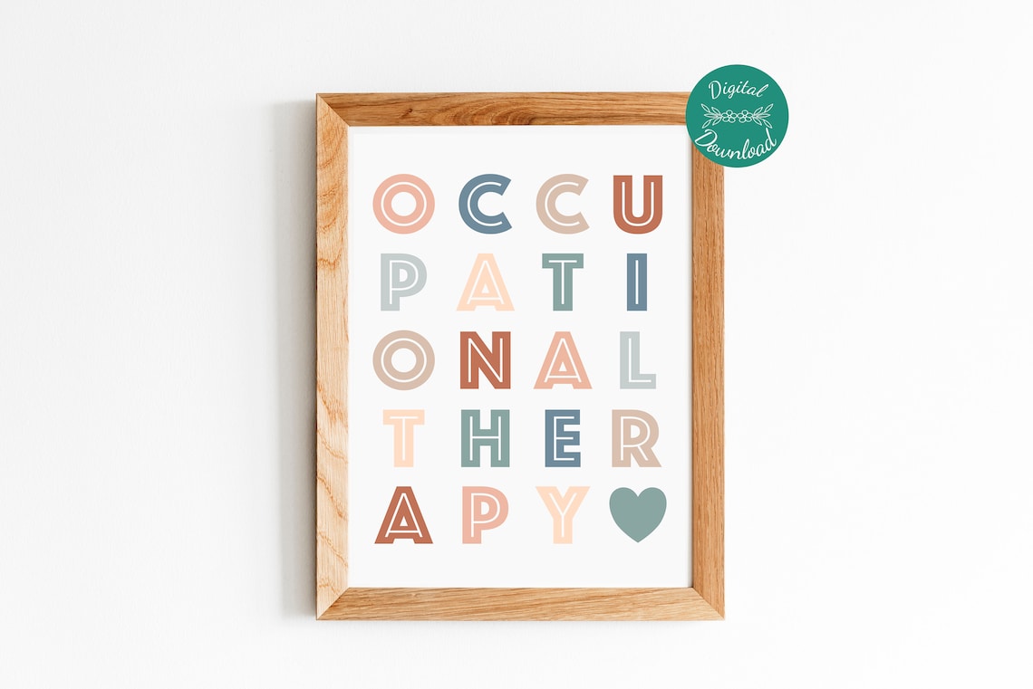 Occupational Therapy Block Wall Art Neutral Colors Cute - Etsy