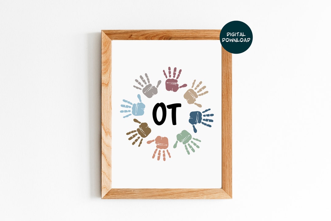 OT Handprints Neutral Wall Art, Occupational Therapy Office Decor, Cute ...