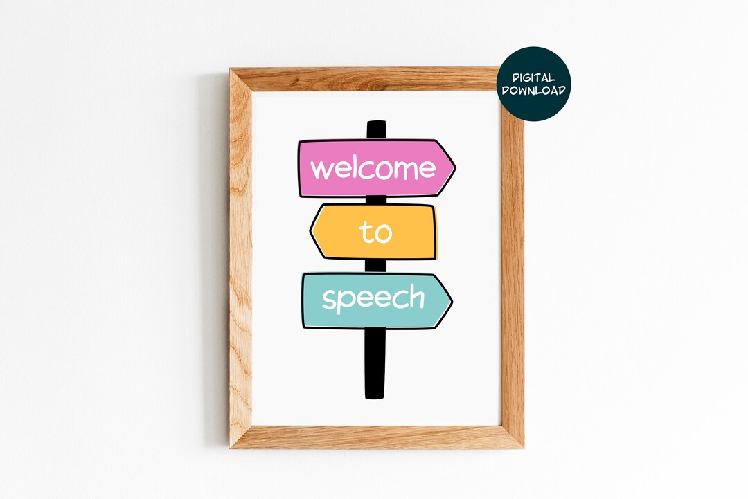 Welcome to Speech Sign, Bright and Colorful Pathway, Door Poster for ...