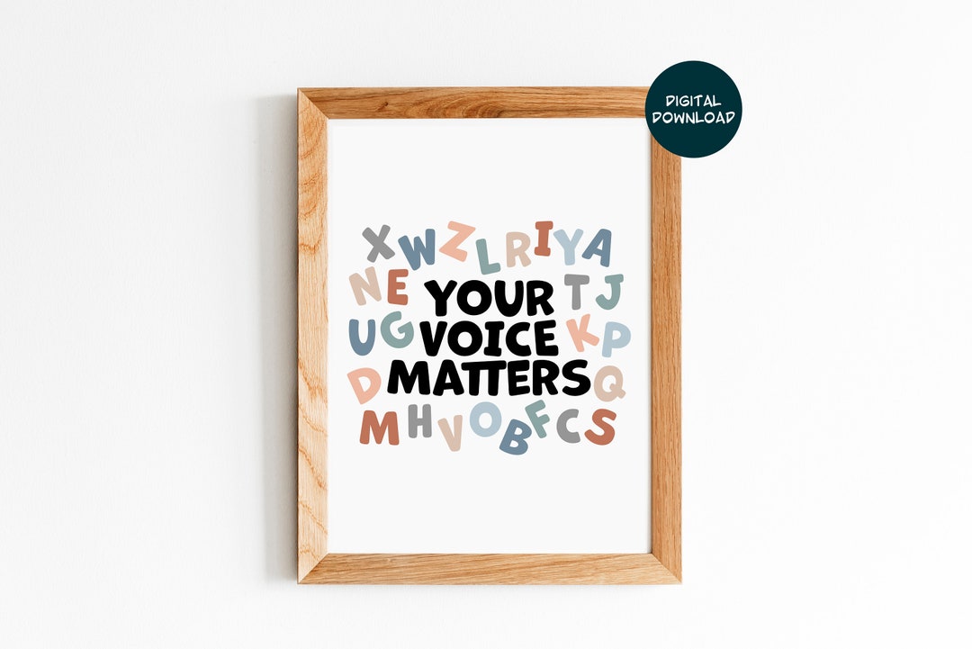 Your Voice Matters, Alphabet Neutral Speech Print, Speech Therapy Wall ...