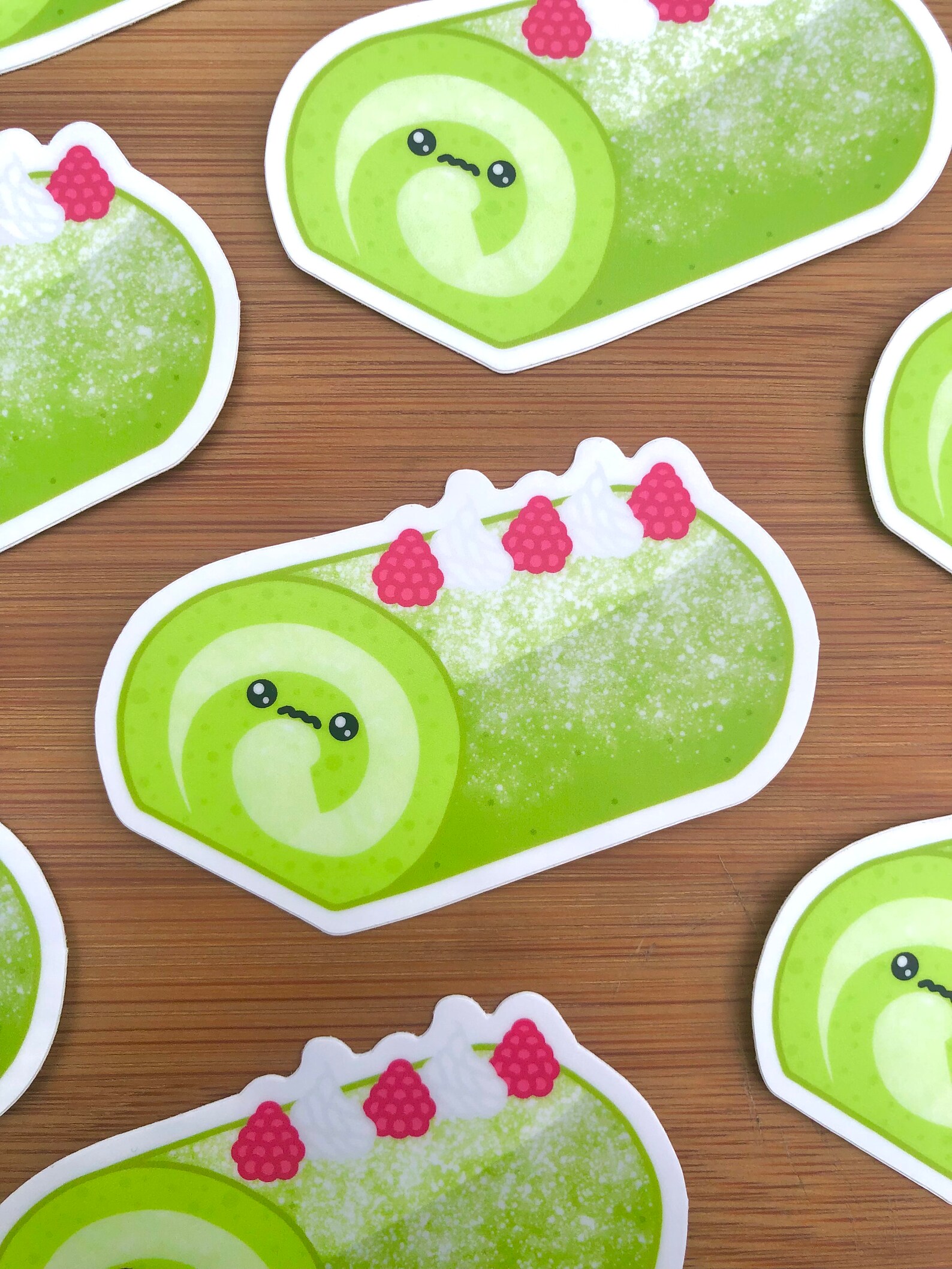 Cute Kawaii Adorable Chibi Matcha Green Tea Cake Roll Dessert Food ...