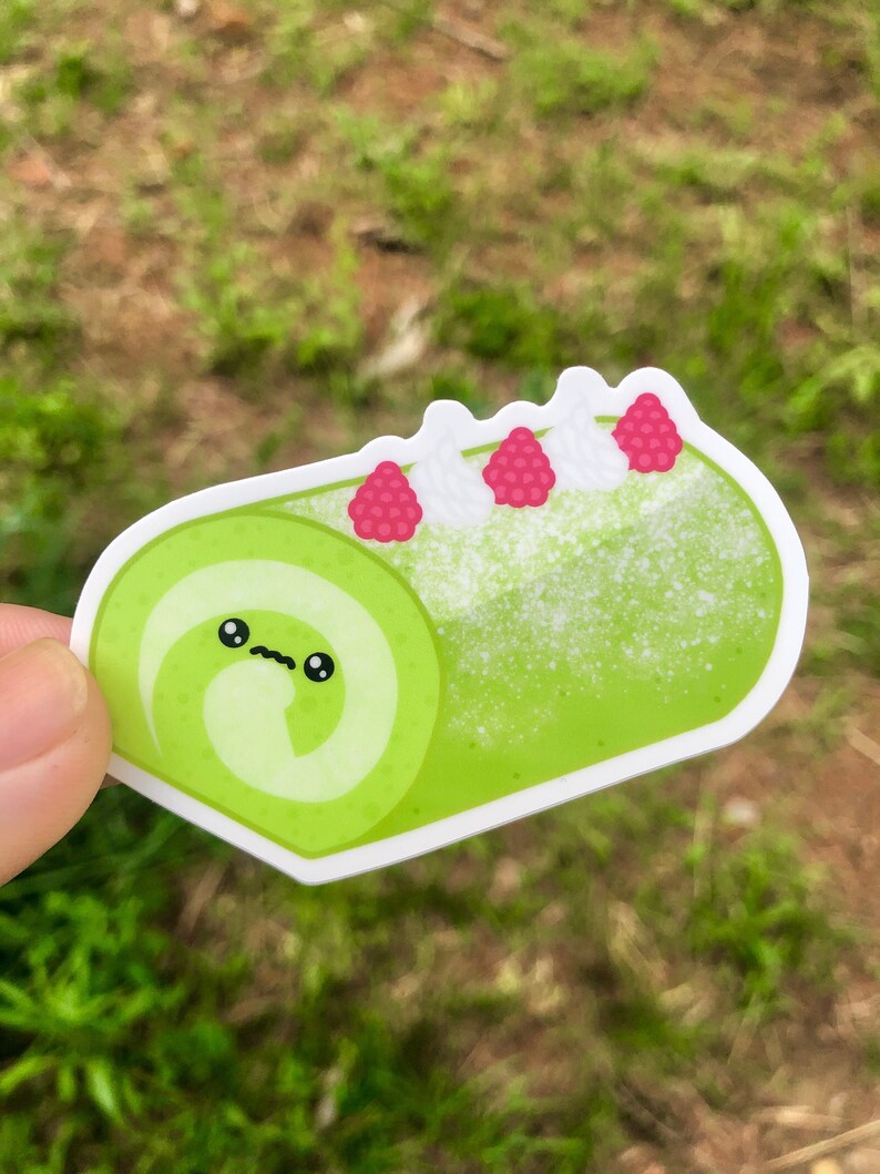 Cute Kawaii Adorable Chibi Matcha Green Tea Cake Roll Dessert Food ...