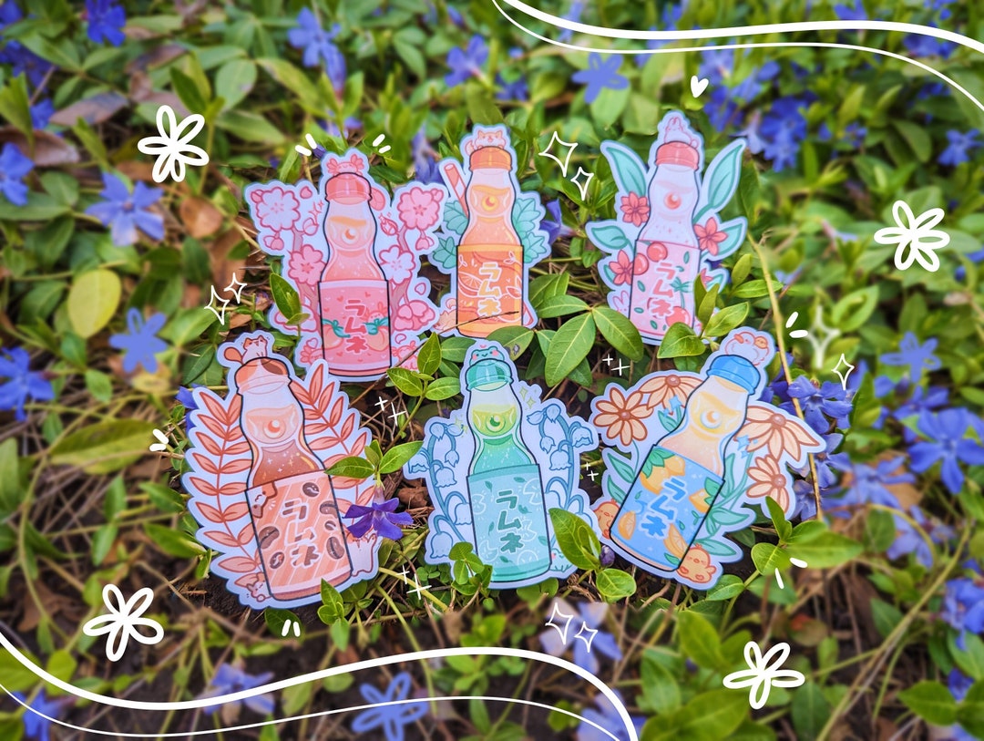 Ramune Drink Stickers ft. Froggy Lily, Coffee Calico, Cherry Bunny ...