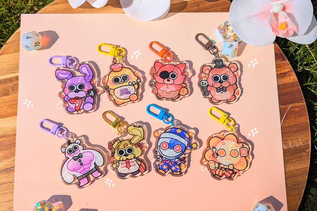 FNAF Inspired Keychain | 2.3" Ft. Freddy Fazbear, Chica, Bonnie, Foxy ...