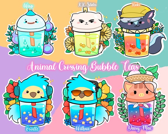 Animal Crossing NPC Boba Tea Stickers Set 2 | Etsy