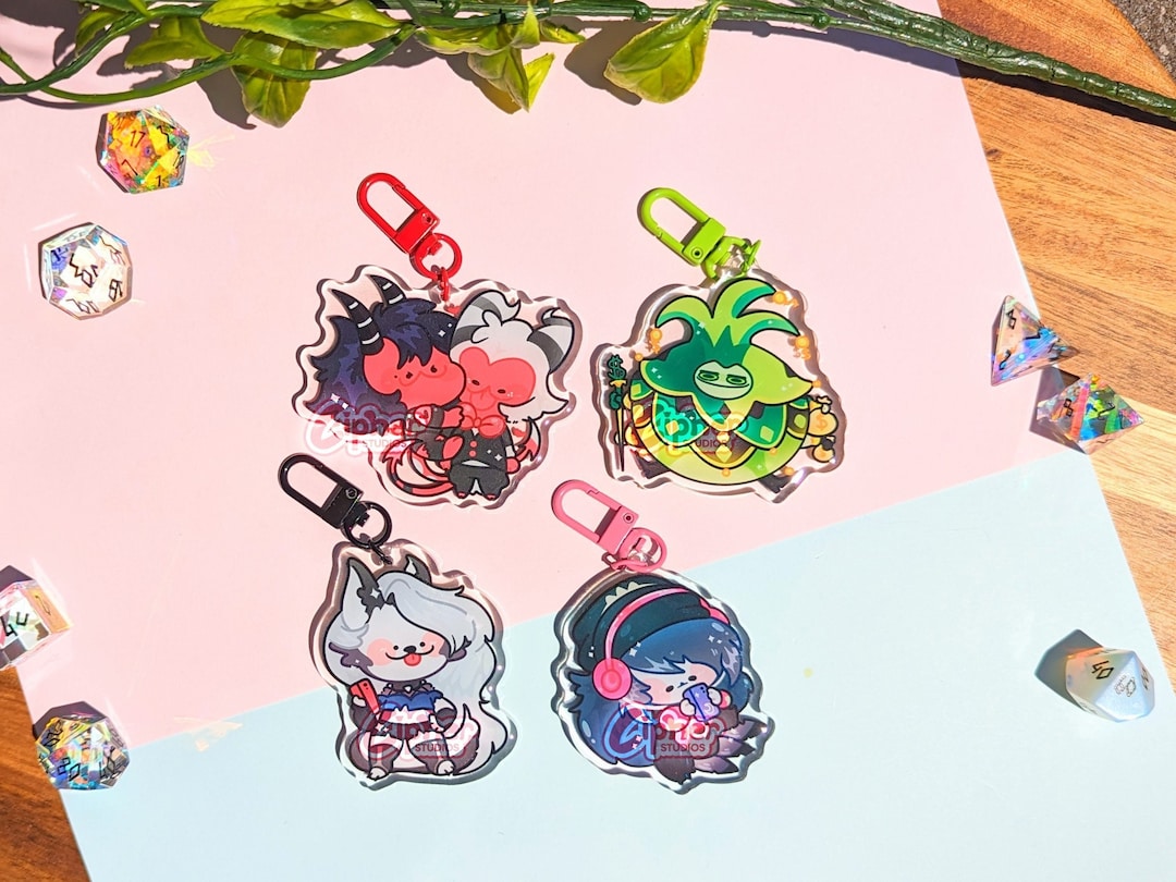 Helluva Boss Inspired Keychain | 2.3" Charms Ft. Moxxie & Millie ...