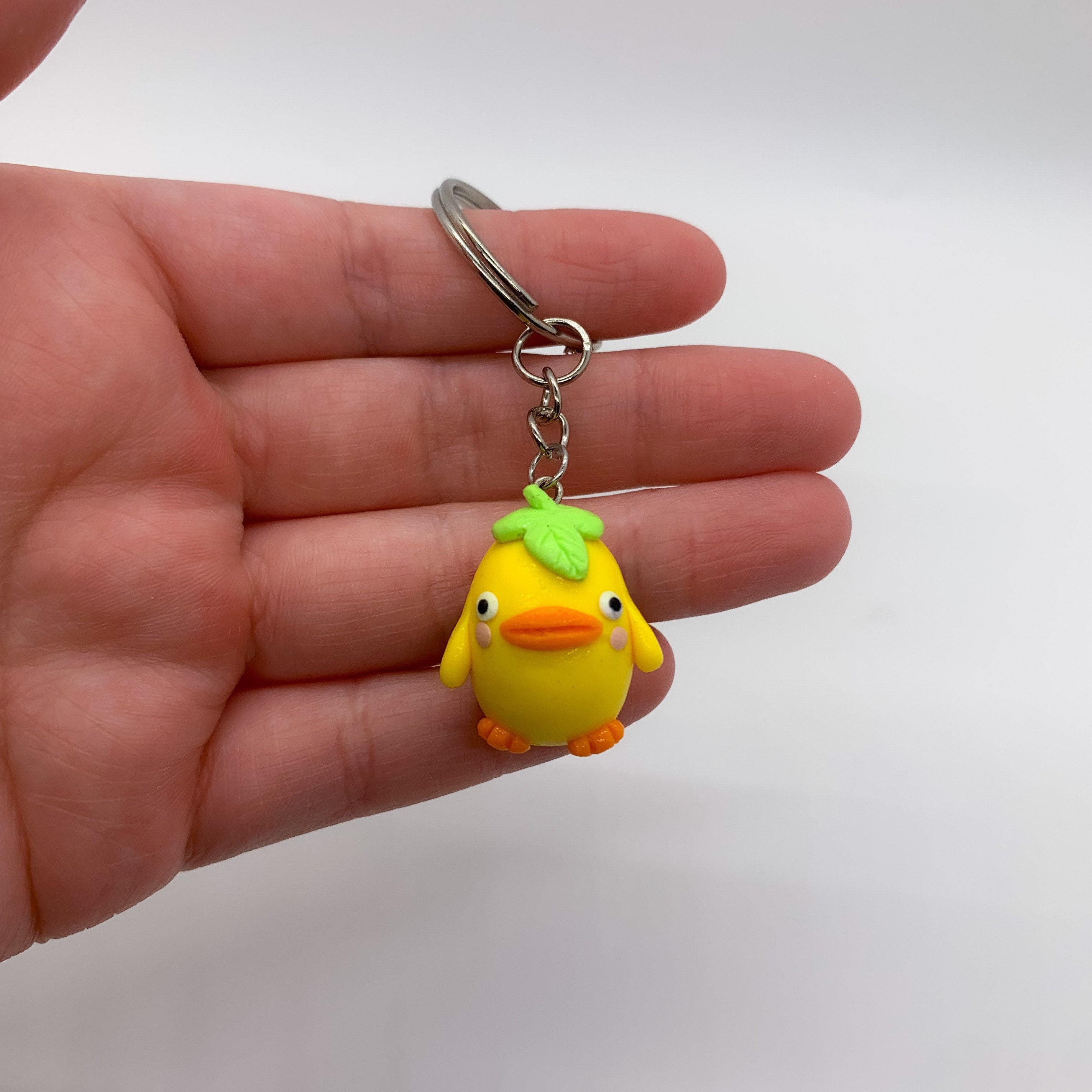 Duck Clay Keychain With Leaf Detail - Etsy