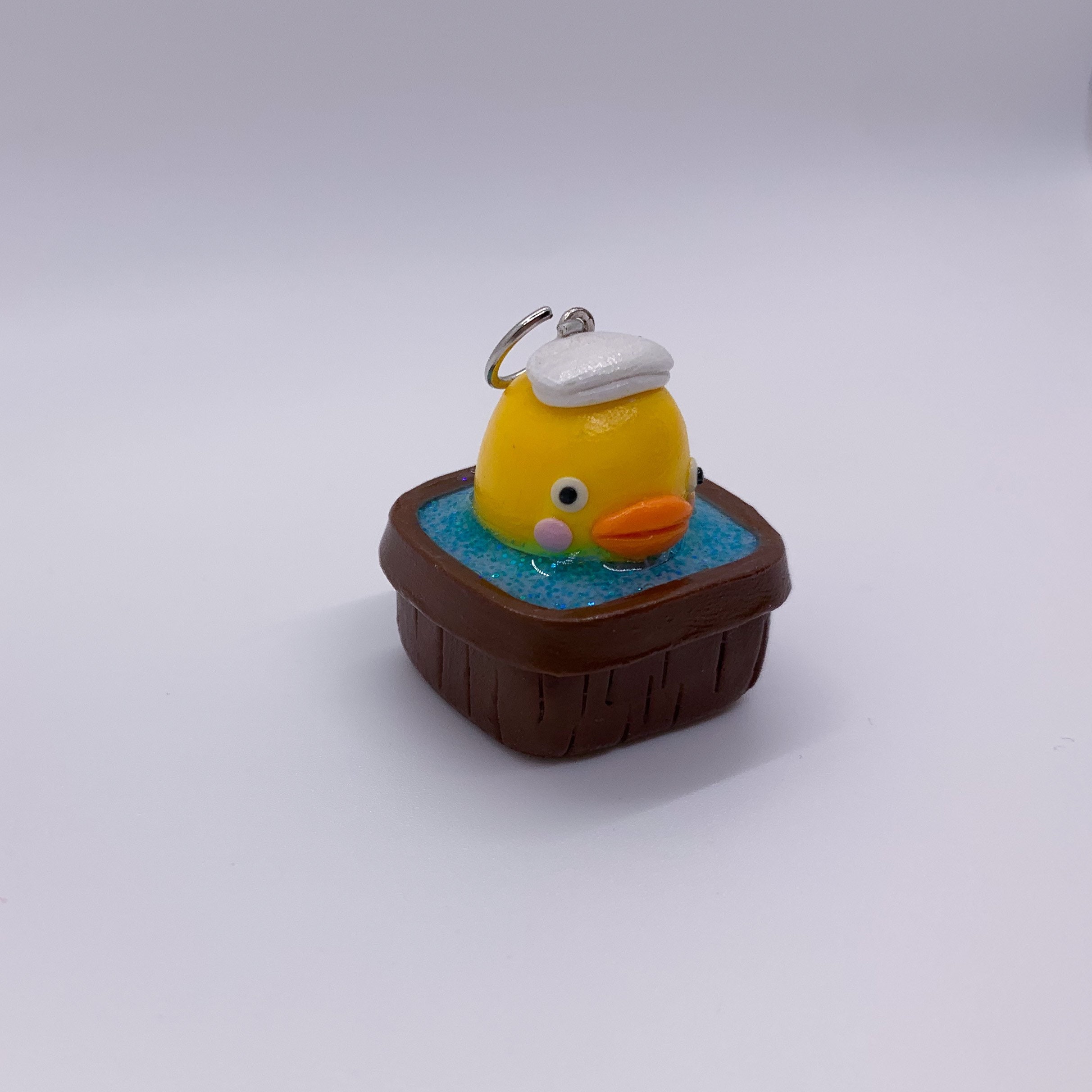 Clay Duck Keychain With Resin and Glitter Water Detailing - Etsy