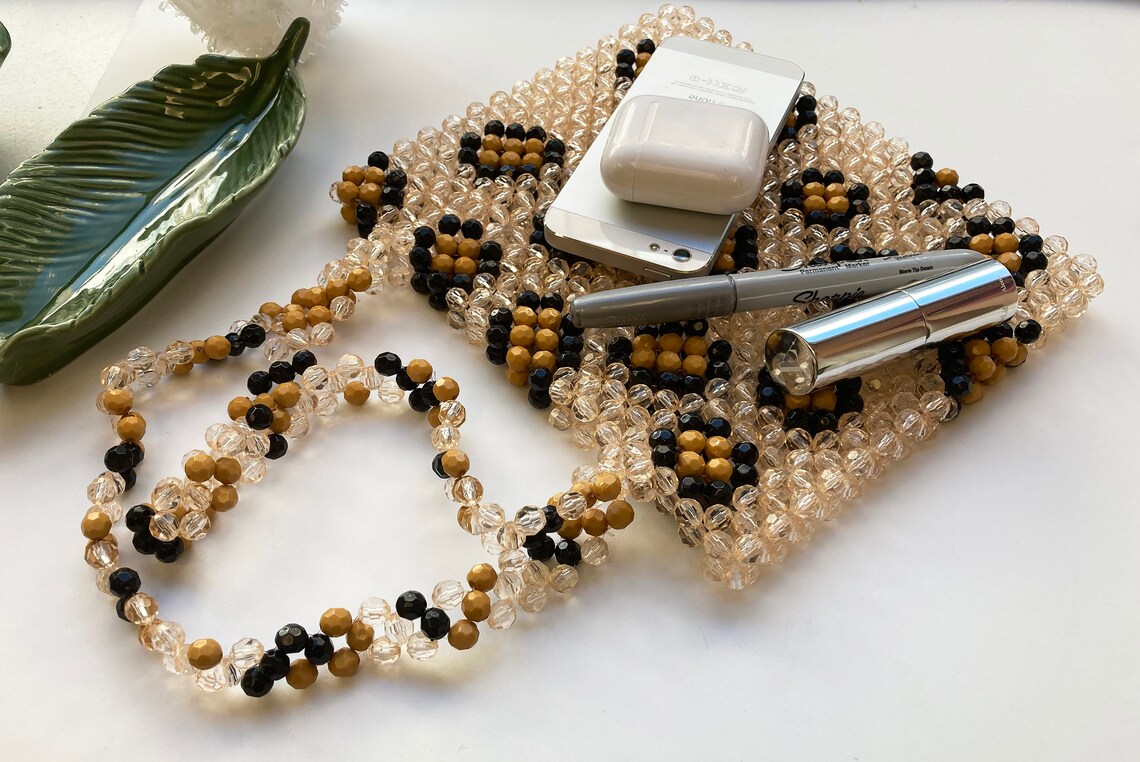 Leopard beaded top handle bag great for evening or poolside | Etsy