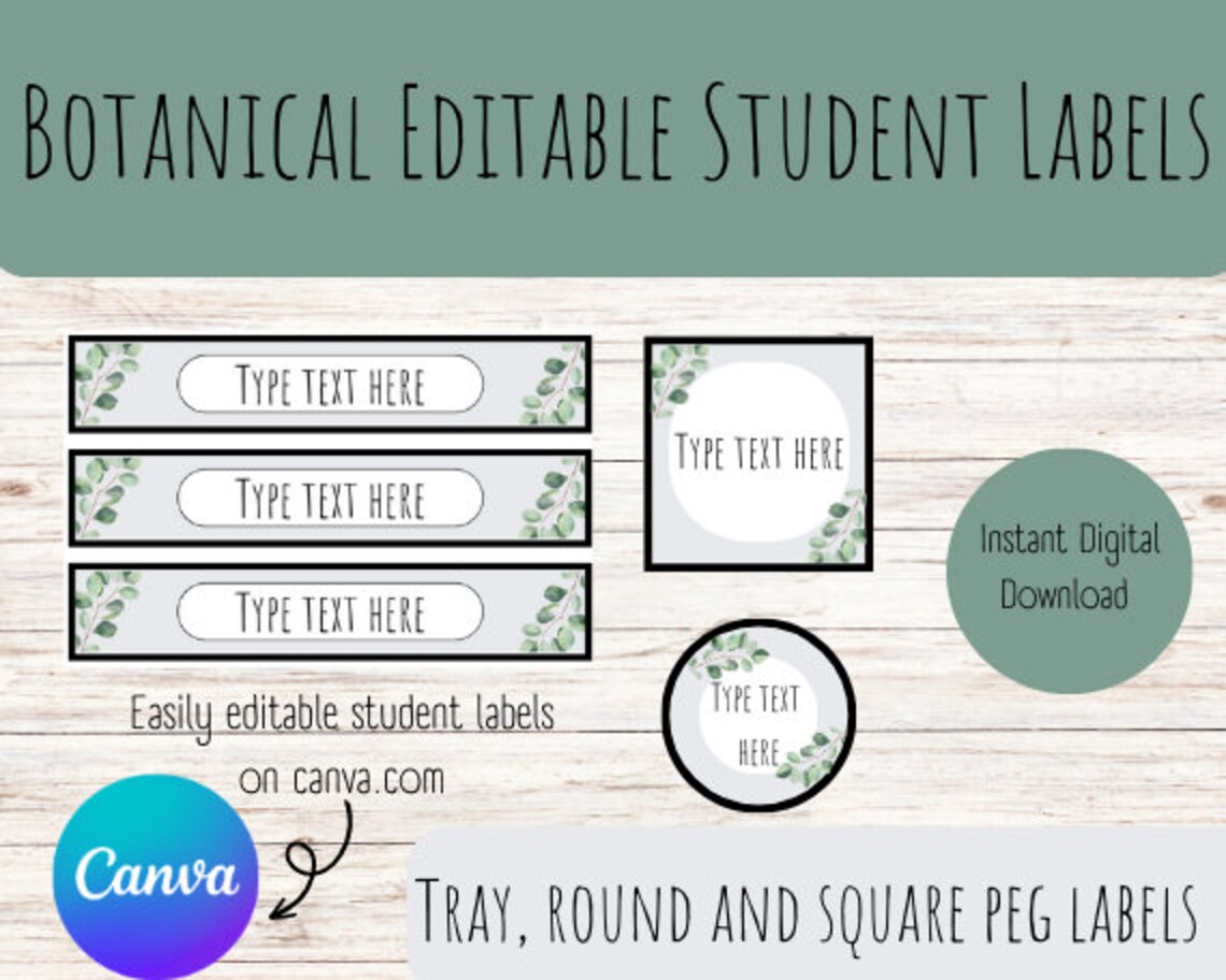 BOTANICAL Editable Labels | Student Labels | Boho Classroom | Modern ...