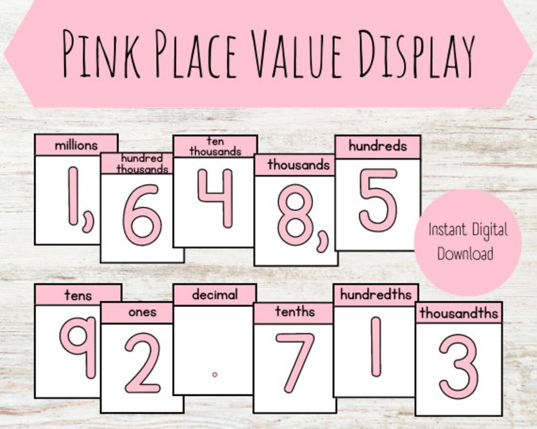 PINK Place Value Display | Neutral Place Value Cards | Modern Classroom ...