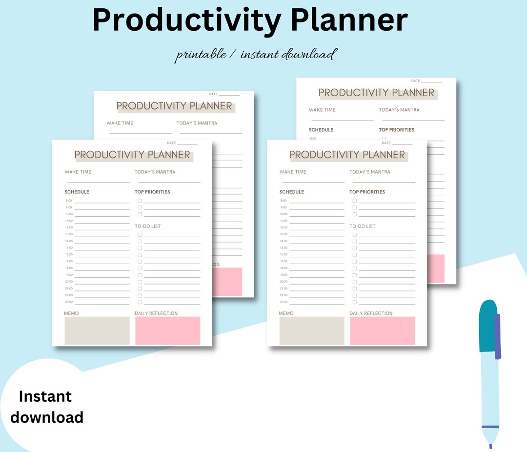 Productivity Planner Customizable Daily Goal Organizer, Motivational ...