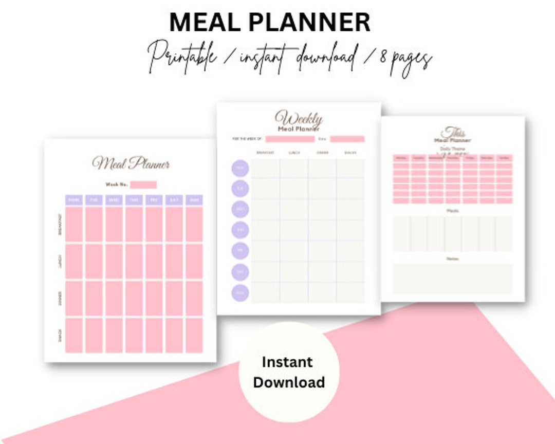 Printable Meal Planner PDF, Family Menu Board, Diet Planning Tool ...