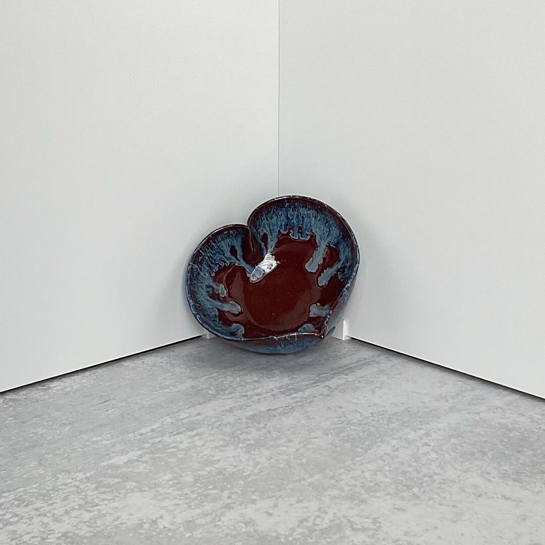 Blue and Red Drippy Handmade Ceramic Heart Jewelry Dish Holder - Etsy