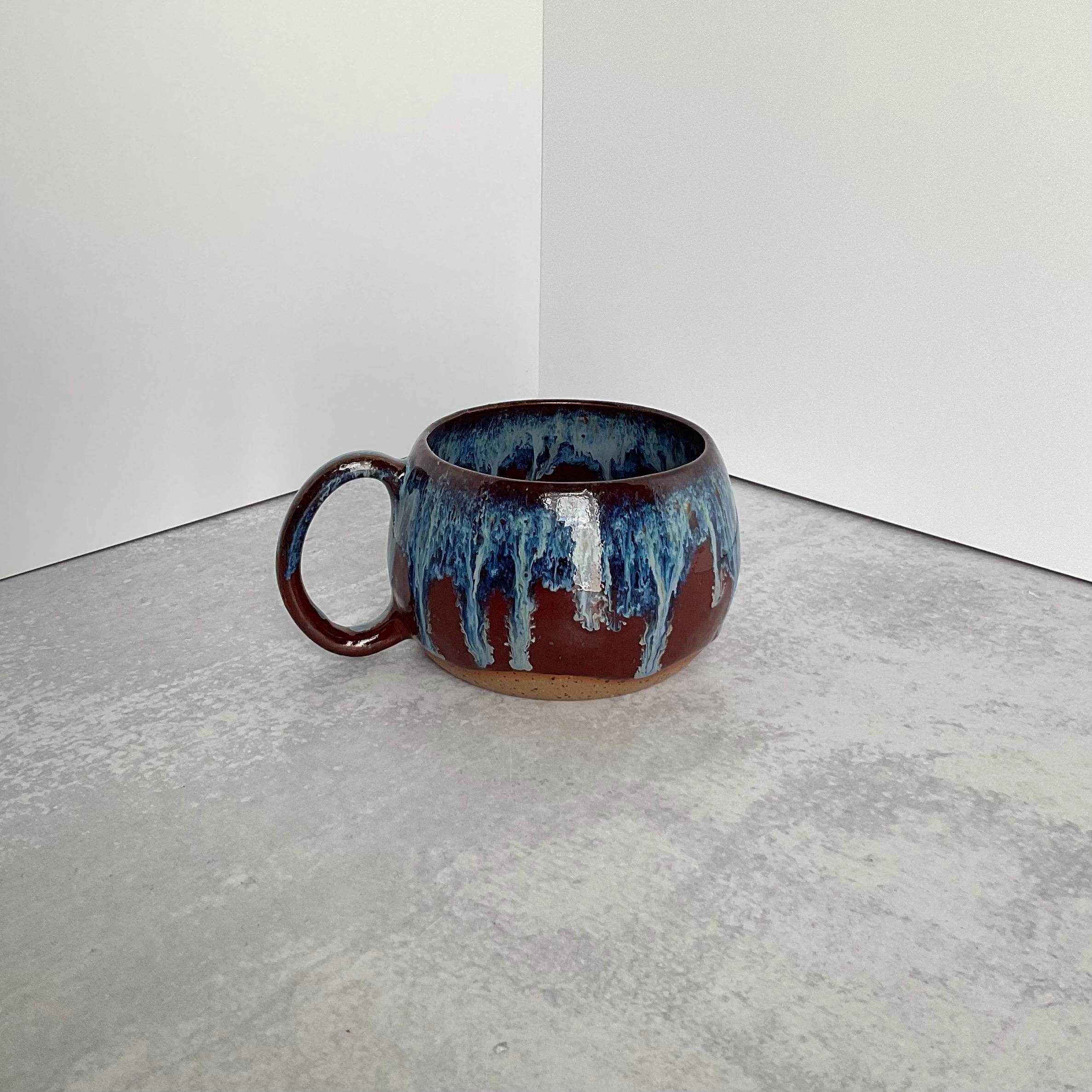 Red and Blue Drippy Handmade Ceramic Mug, Pottery Mug, Coffee Mug ...