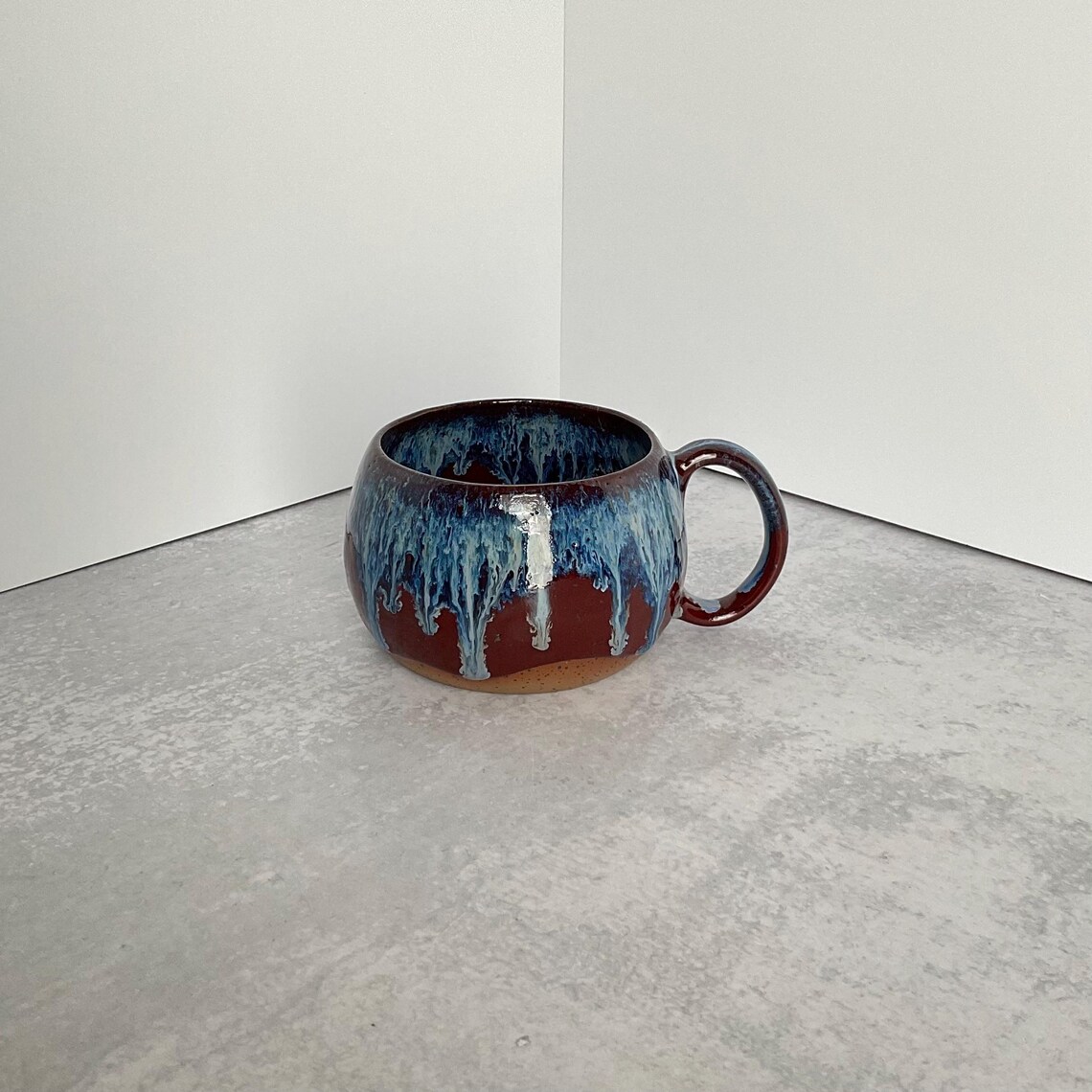 Red and Blue Drippy Handmade Ceramic Mug, Pottery Mug, Coffee Mug ...