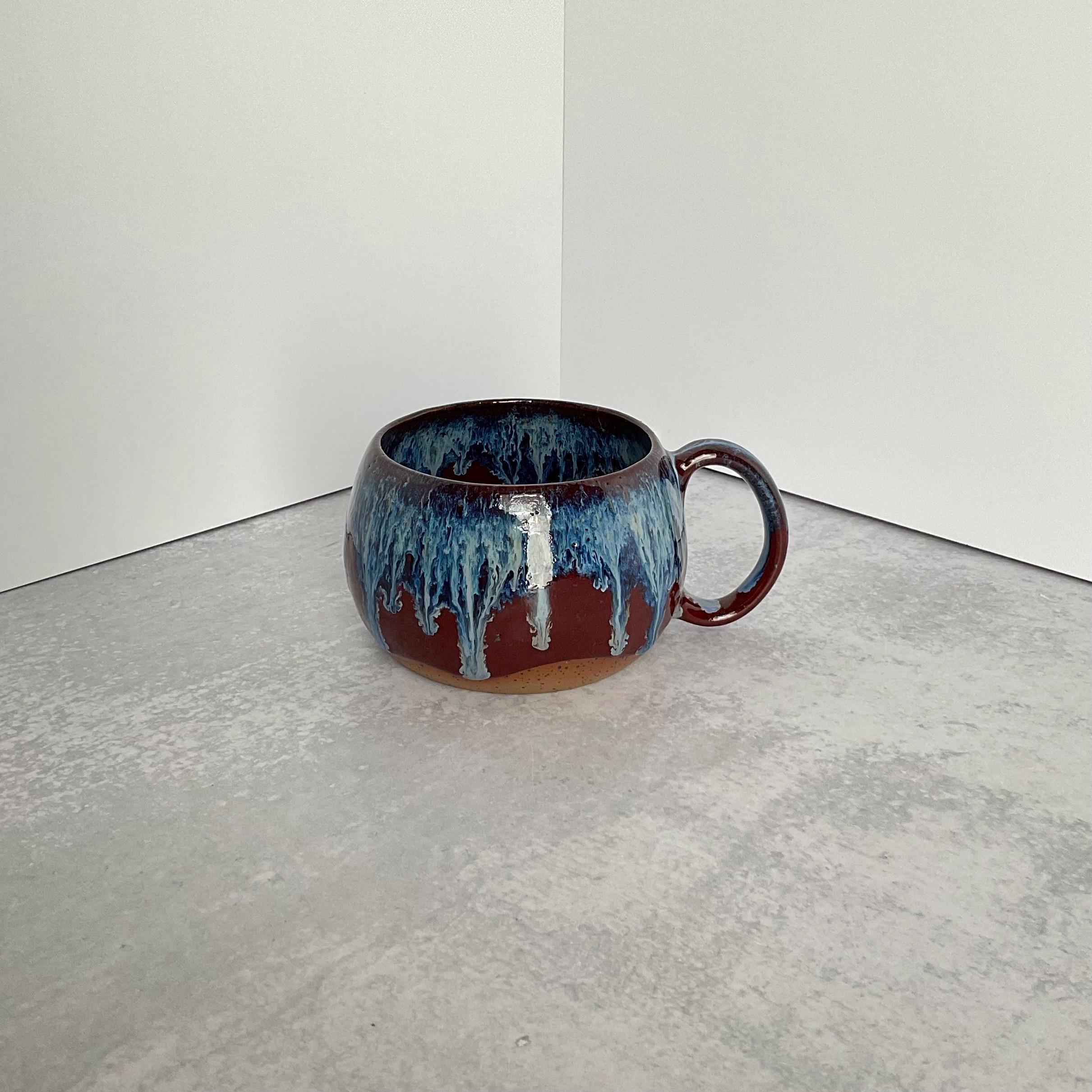 Red and Blue Drippy Handmade Ceramic Mug, Pottery Mug, Coffee Mug ...