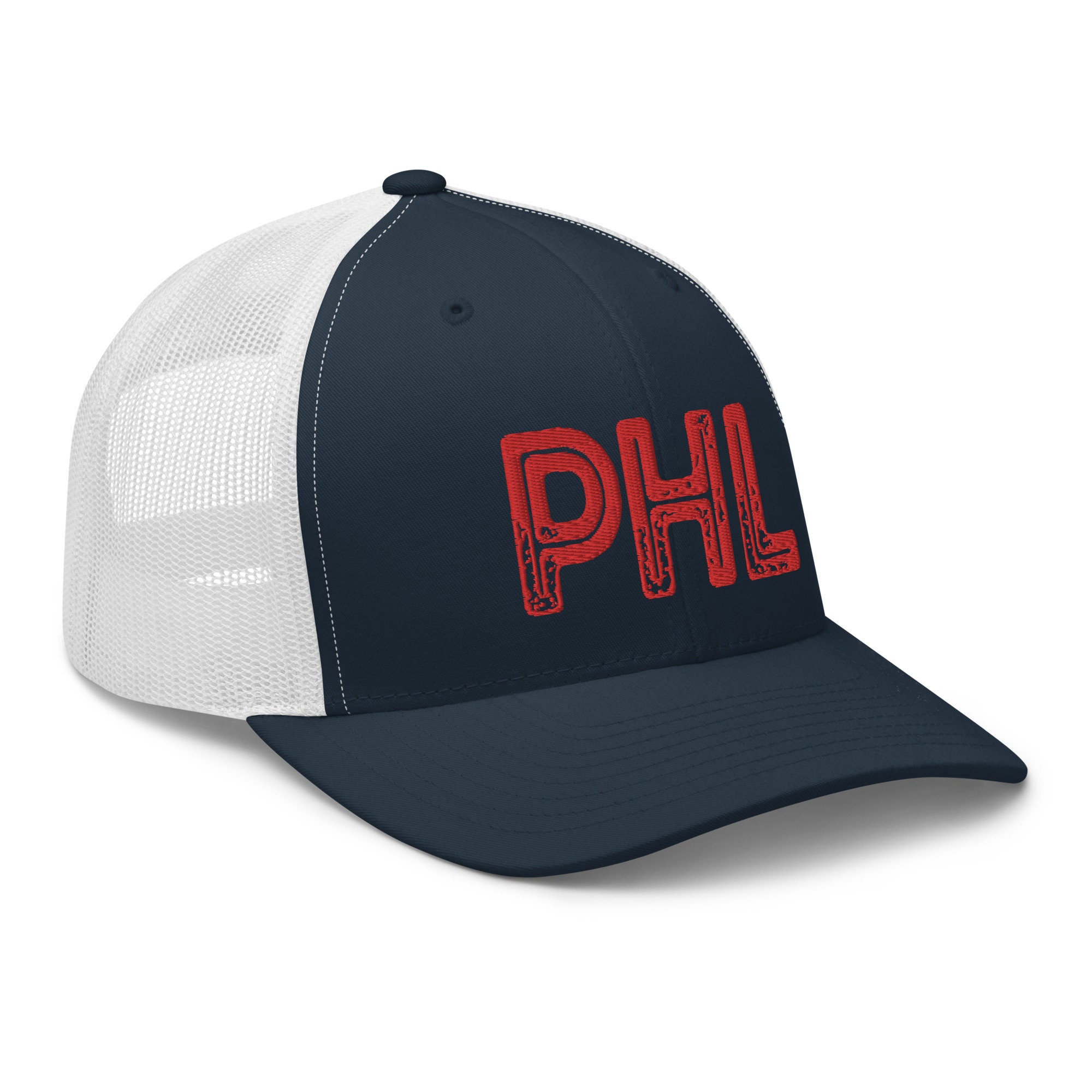 PHL Philadelphia Navy Blue Trucker Hat With Red Embroidery Local Gift ...