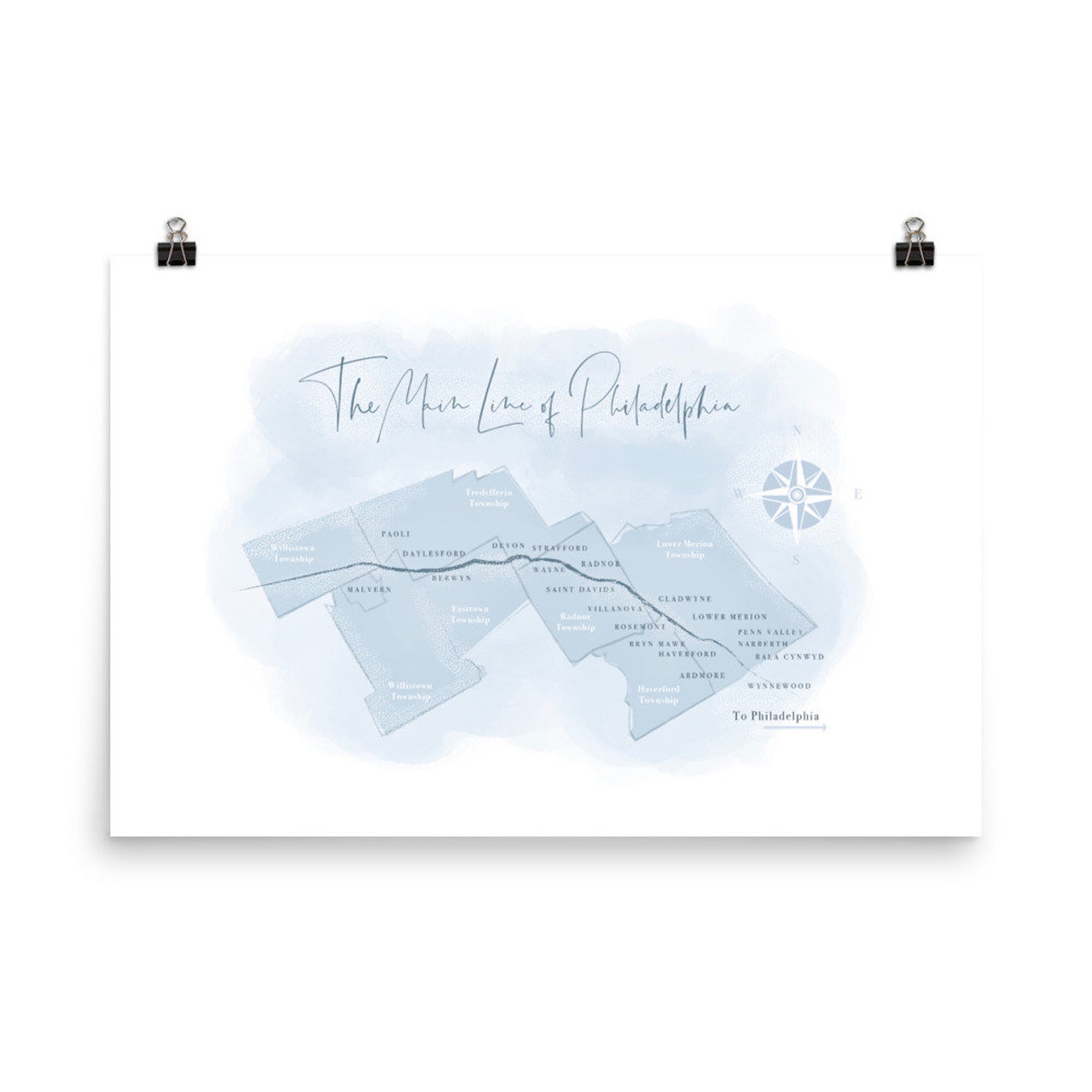 Main Line Philadelphia Map Print Main Line Wall Decor Main - Etsy