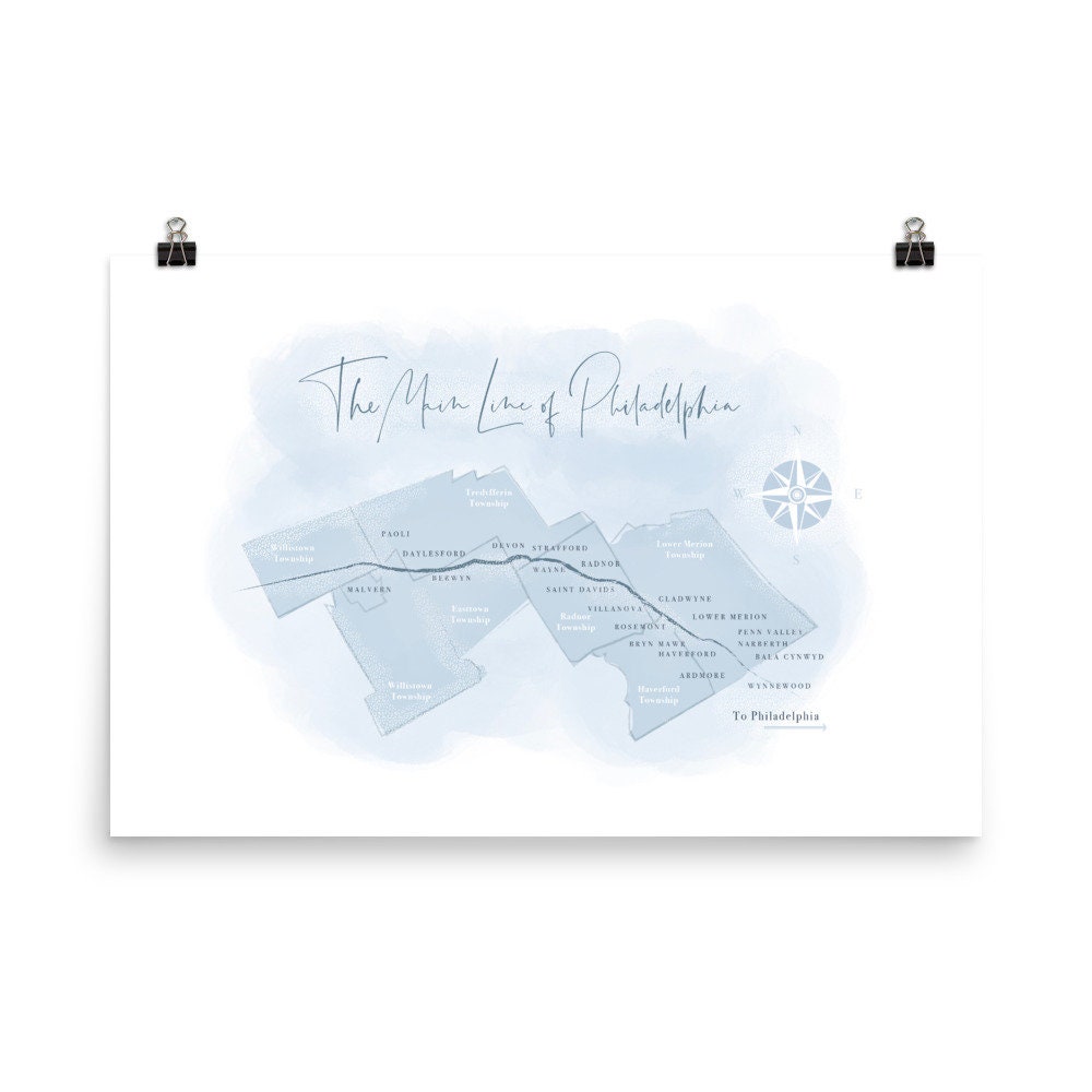 Main Line Philadelphia Map Print Main Line Wall Decor Main - Etsy Main Line Philadelphia Map Print Main Line Wall Decor Main - Etsy