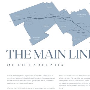 Main Line, Philadelphia Artwork | Modern Blue Artwork | Blue Wall Decor ...