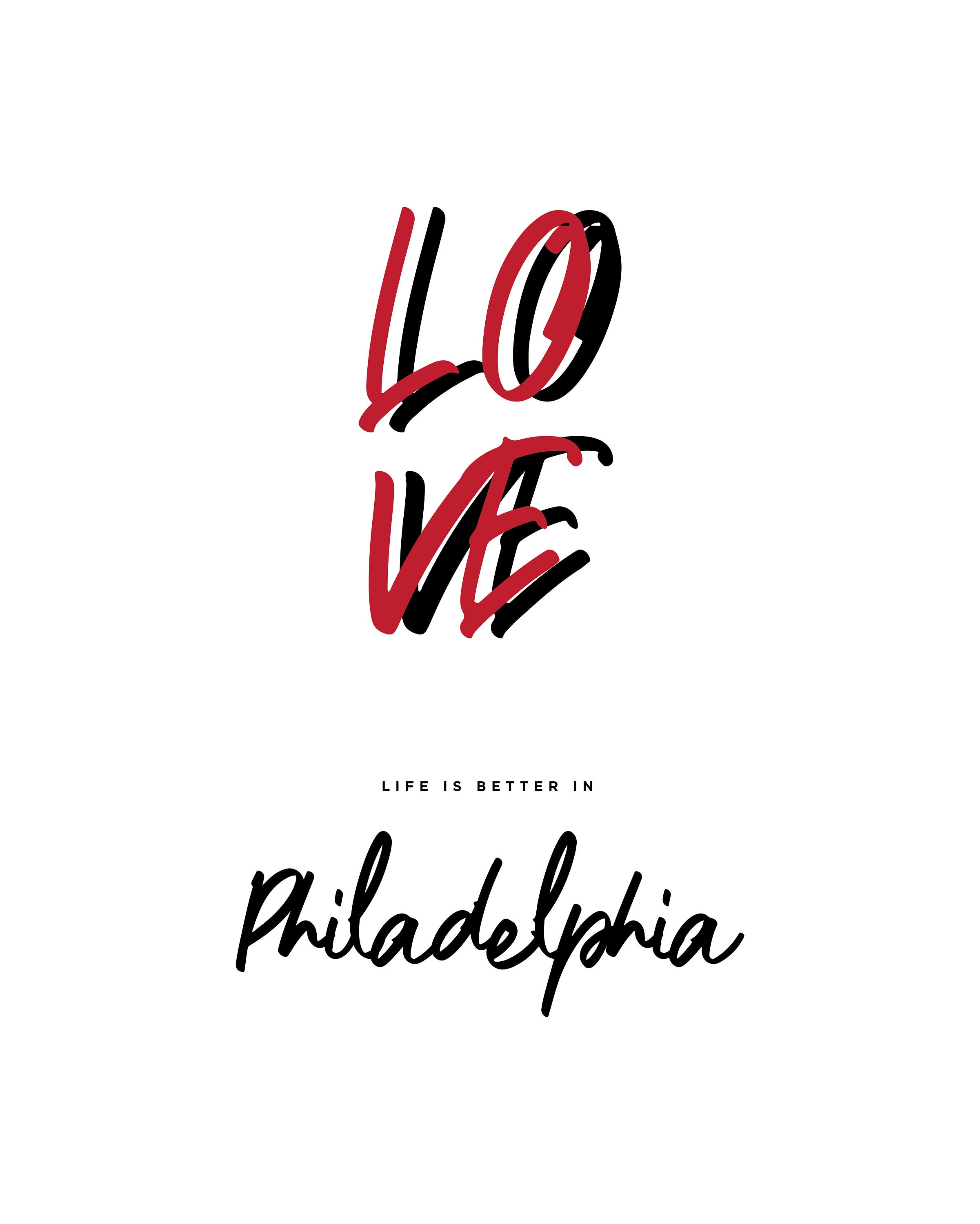 Philadelphia Printable - Philadelphia LOVE Text - Home Decor - Wall ...