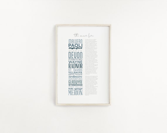 Main Line PA Towns Print Main Line Philadelphia Artwork - Etsy