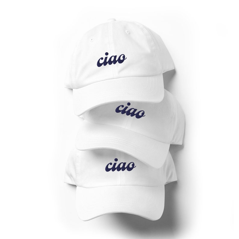 White Ciao Embroidered Dad Hat, White Beach Hat Ciao, White Baseball ...