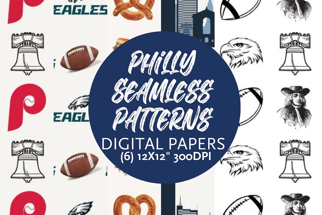 Philadelphia Seamless Patterns Digital Papers and Philly Clip Art for ...
