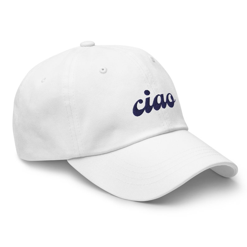 White Ciao Embroidered Dad Hat, White Beach Hat Ciao, White Baseball ...