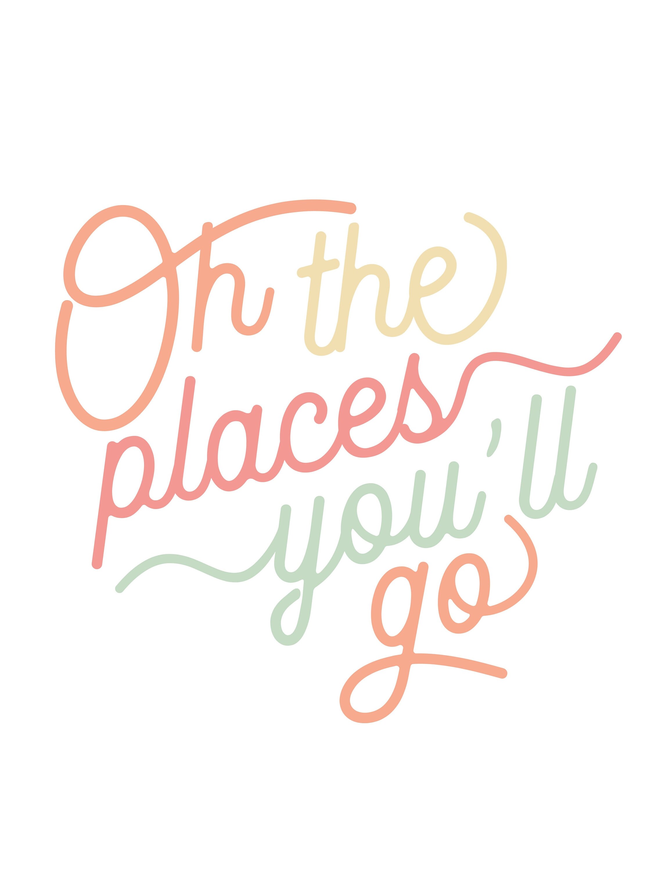 Oh the Places You'll Go Nursery Print, Children's Artwork, Kid's Room ...