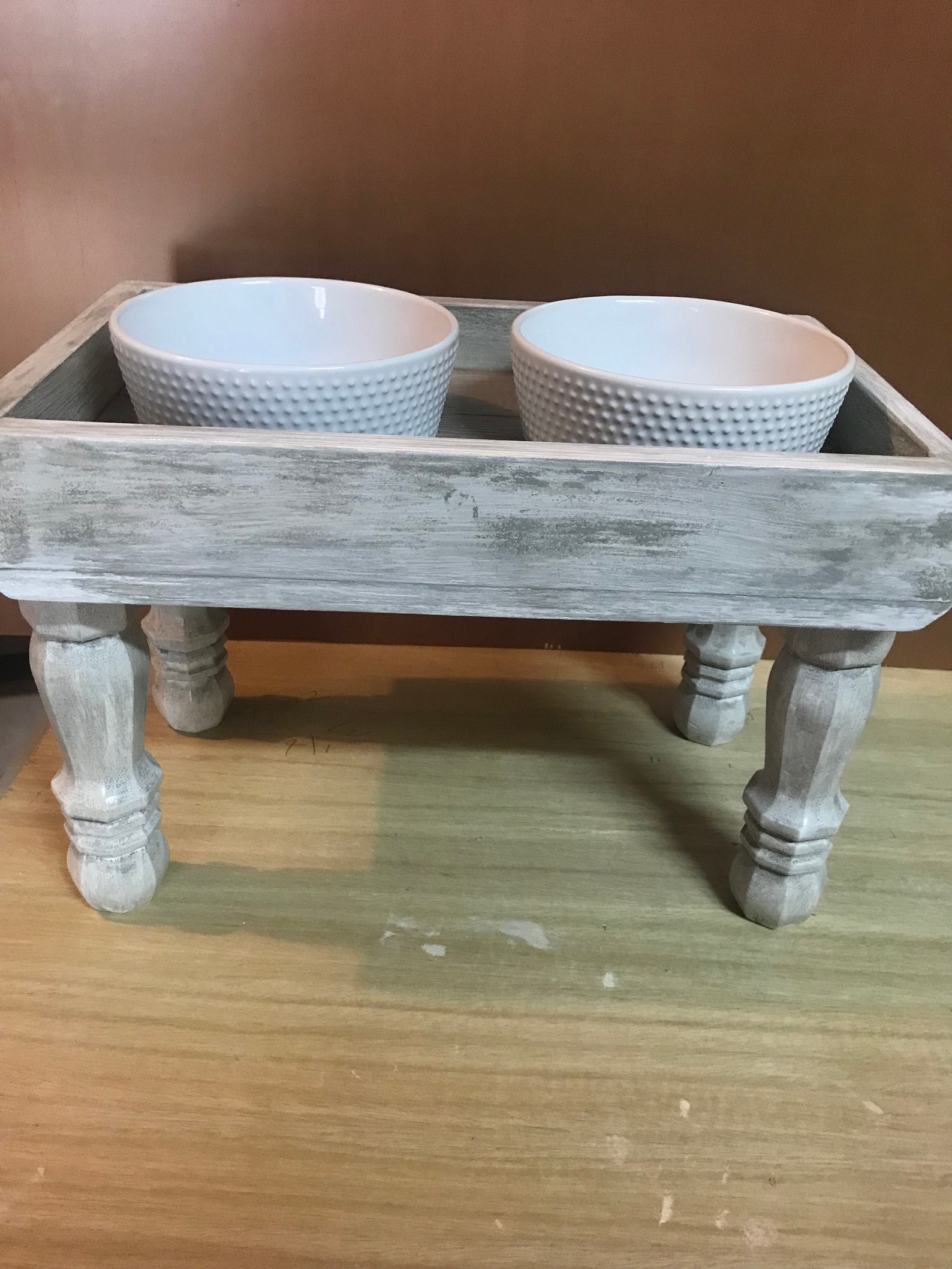 Large Standard or Double Custom Made Pet Feeding Tables, Elevated Cat ...