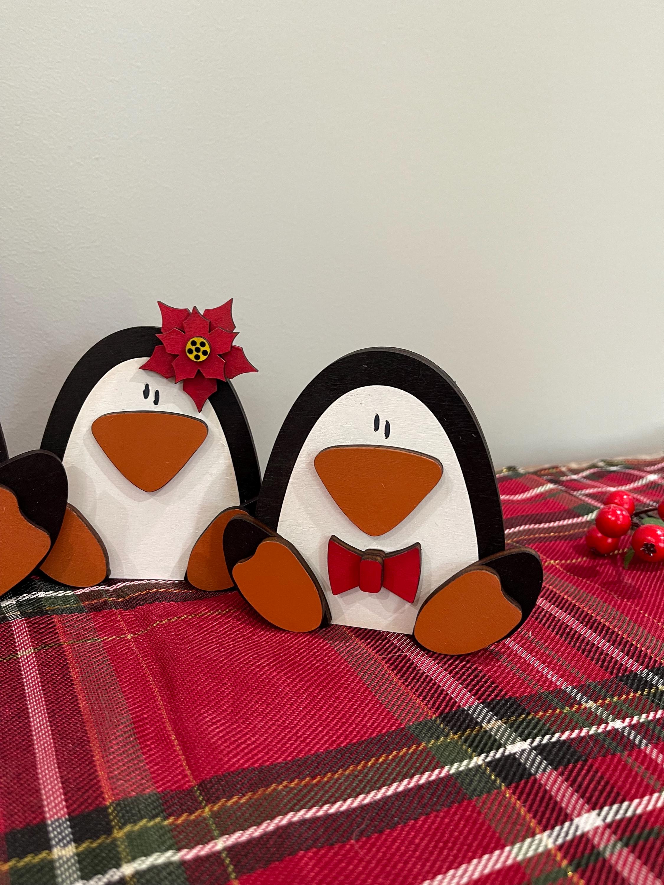 Penguin Family Shelf Sitter, Farmhouse Winter Decor, Rustic Winter ...