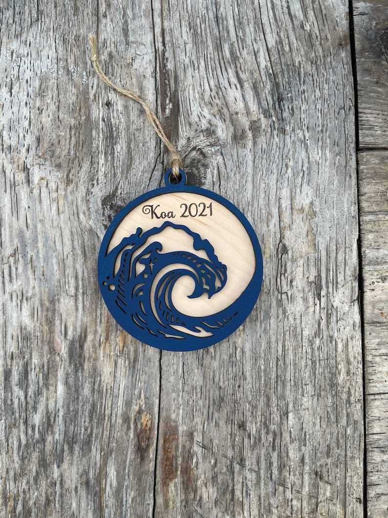 Wave Ornament Personalized Custom Beach Ornament Coastal | Etsy