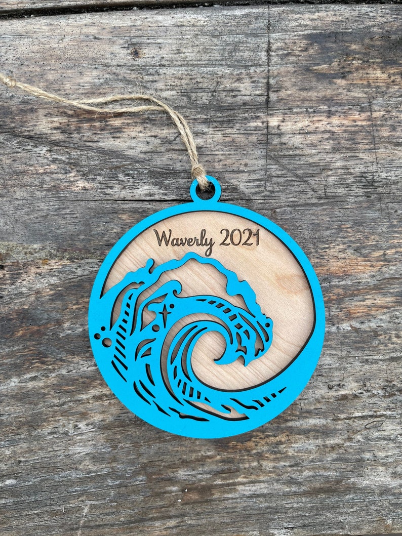 Wave Ornament Personalized Custom Beach Ornament Coastal | Etsy