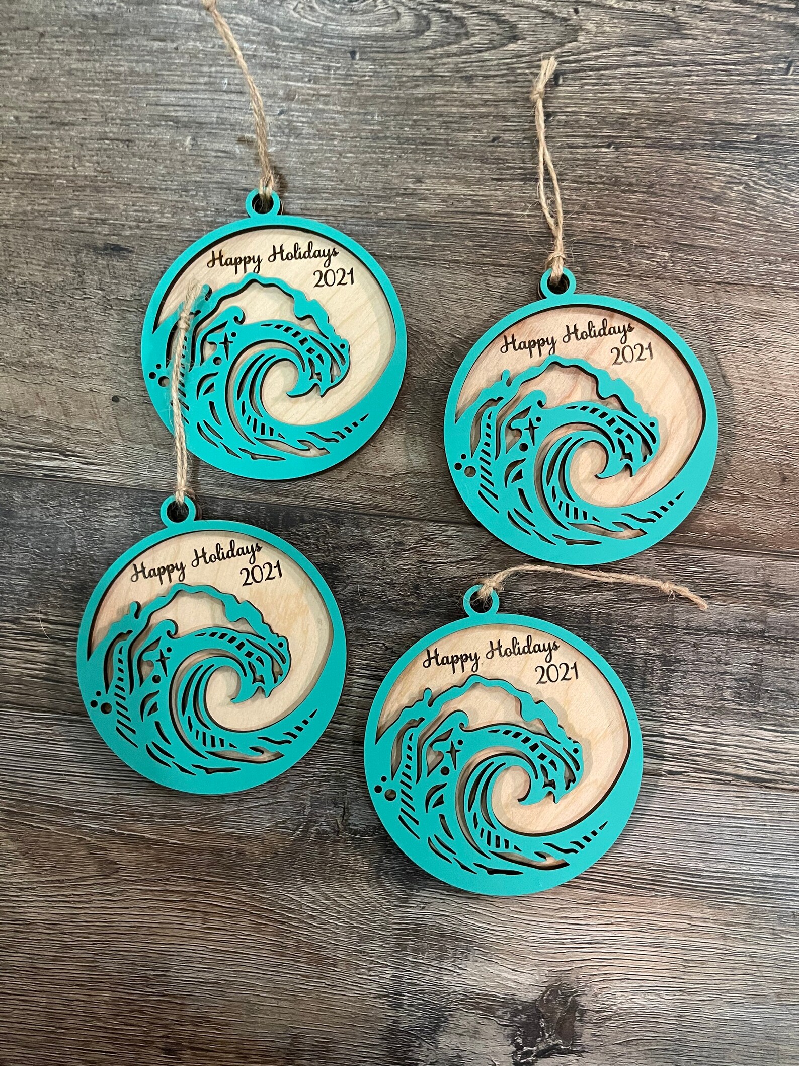 Wave Ornament Personalized Custom Beach Ornament Coastal | Etsy