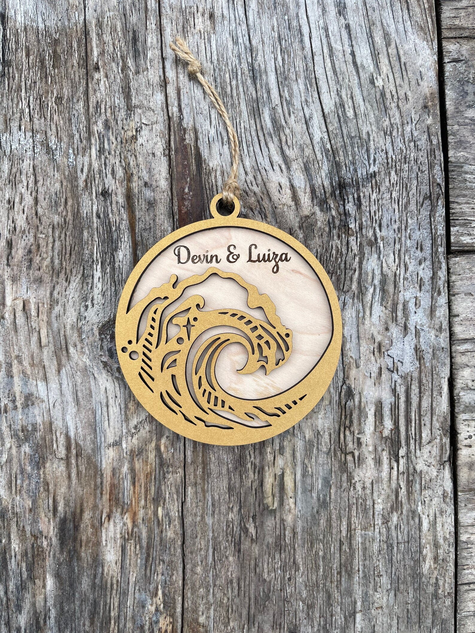 Wave Ornament Personalized Custom Beach Ornament Coastal | Etsy