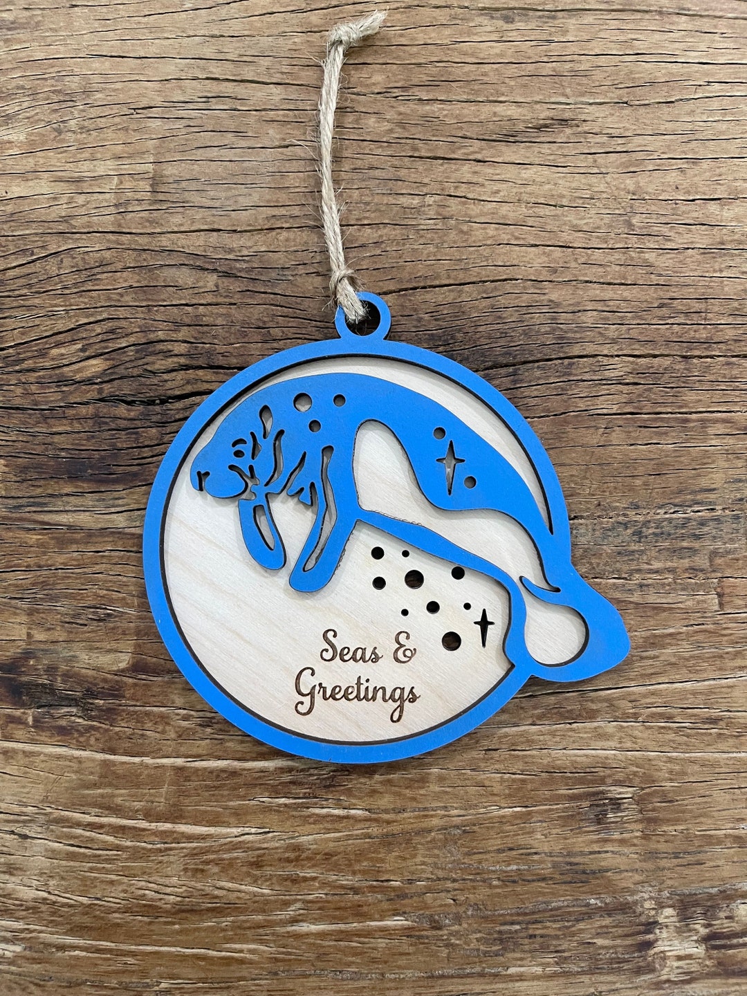 Manatee Ornament, 2025 Personalized Christmas Ornament Beach Trip Gift ...