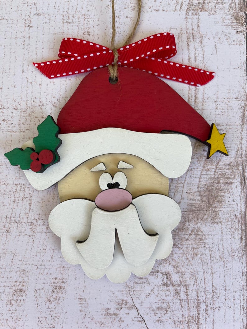 Rustic Santa Ornament, Whimsical Santa Ornament, Handmade Santa ...