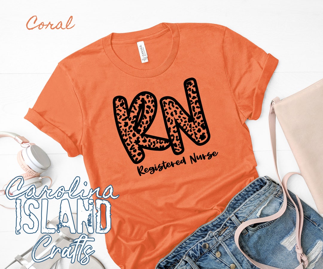 Leopard Print RN Tshirt, Registered Nurse Shirt, Cheetah Print Nurse ...