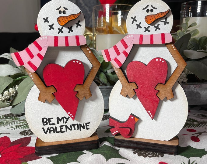 Valentine Snowman Shelf Sitter, Valentine's Day Decoration, Heart Decor ...