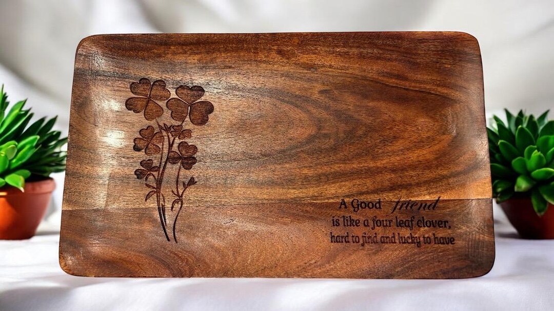 Engraved Wood Friend Tray, Clover Design, Valet Tray - Etsy