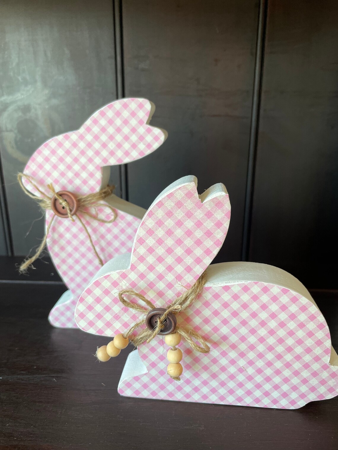 Wooden Easter Bunnies, Check Bunnies, Buffalo Check Bunnies, Easter ...