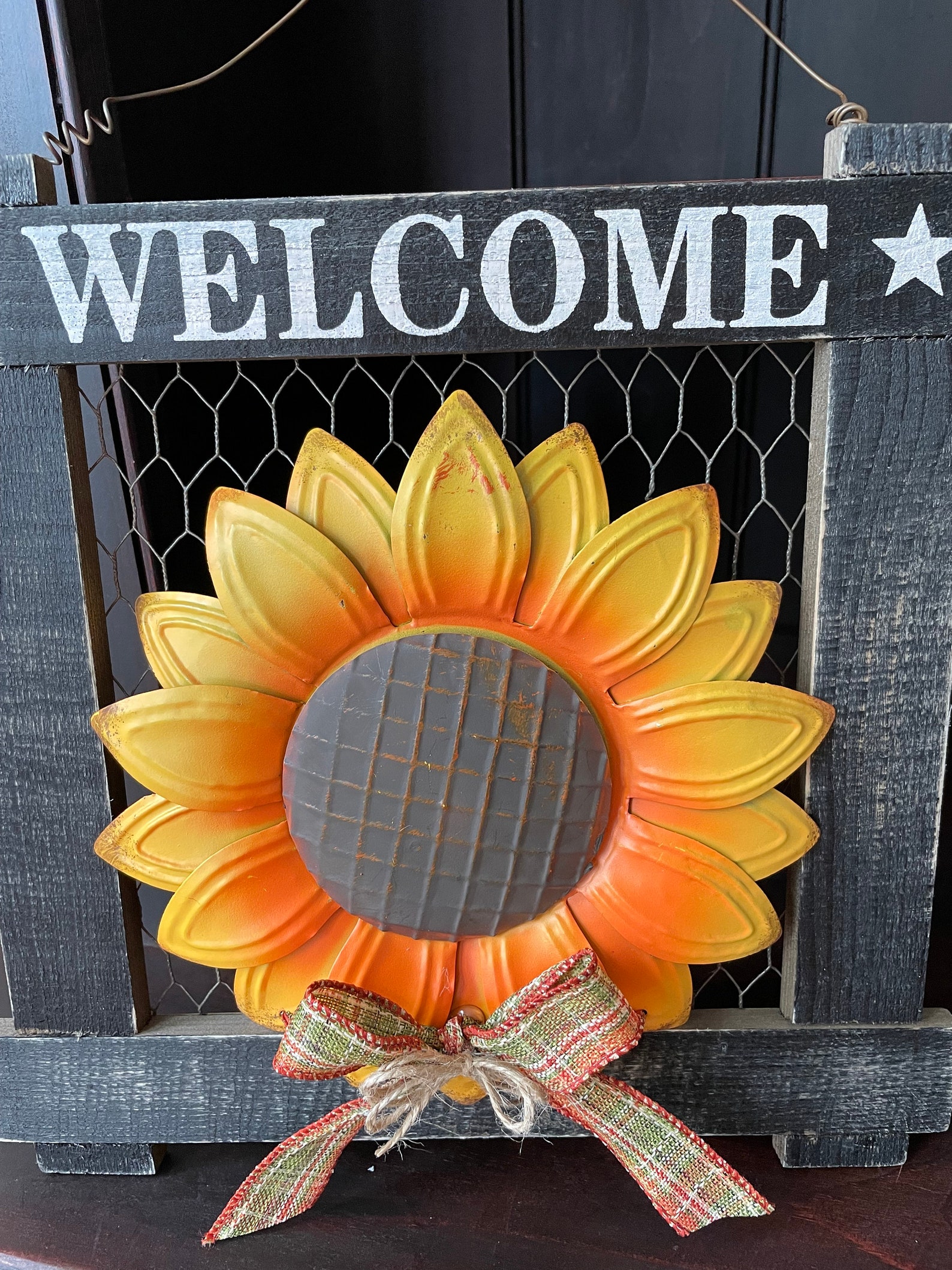 Sunflower Welcome Sign Wood Sign Door Hanger Sunflower | Etsy