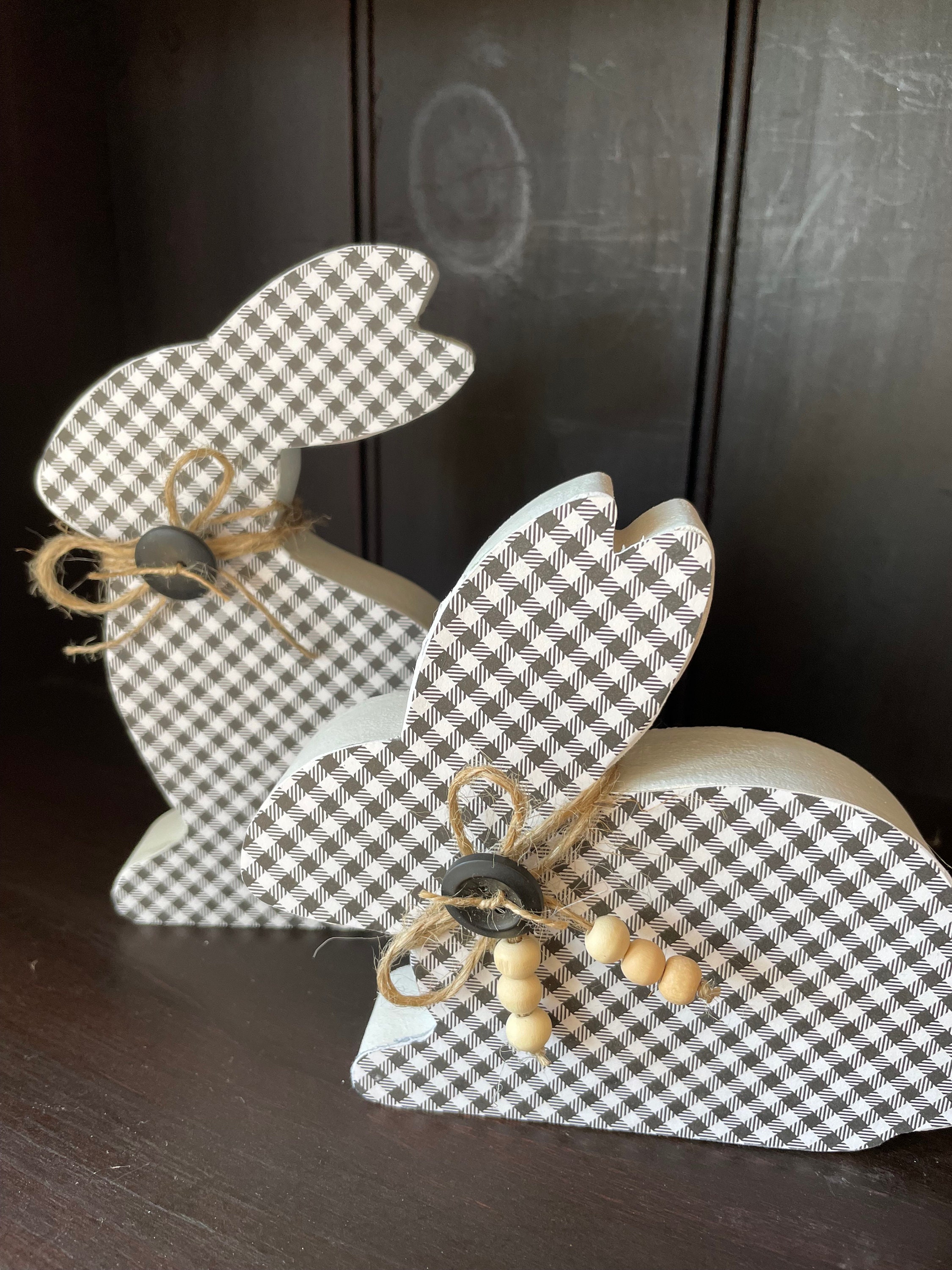 Wooden Easter Bunnies, Check Bunnies, Buffalo Check Bunnies, Easter ...