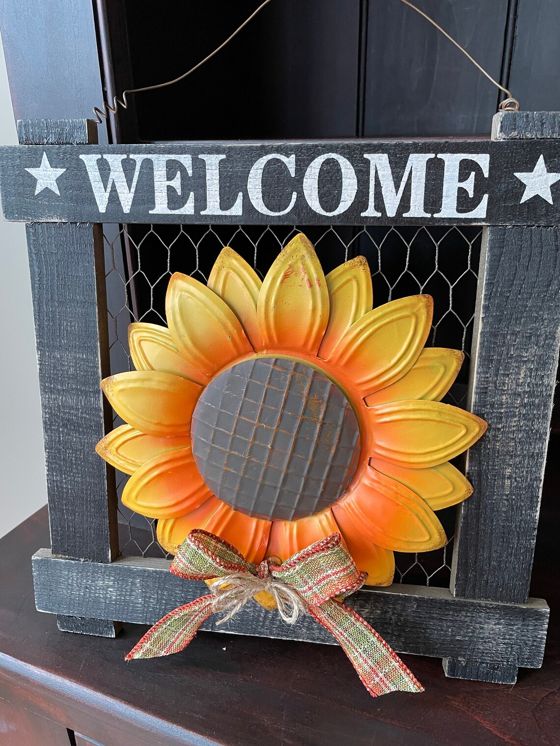 Sunflower Welcome Sign Wood Sign Door Hanger Sunflower | Etsy