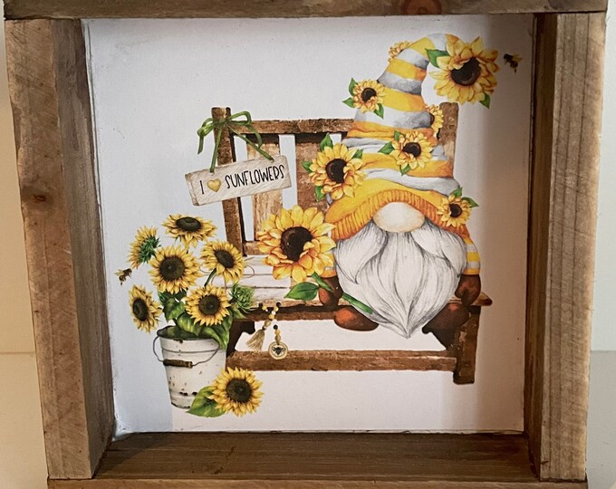 Sunflower Gnome Tiered Tray Decor, Wood Sign, Sunflower Wall Decor ...